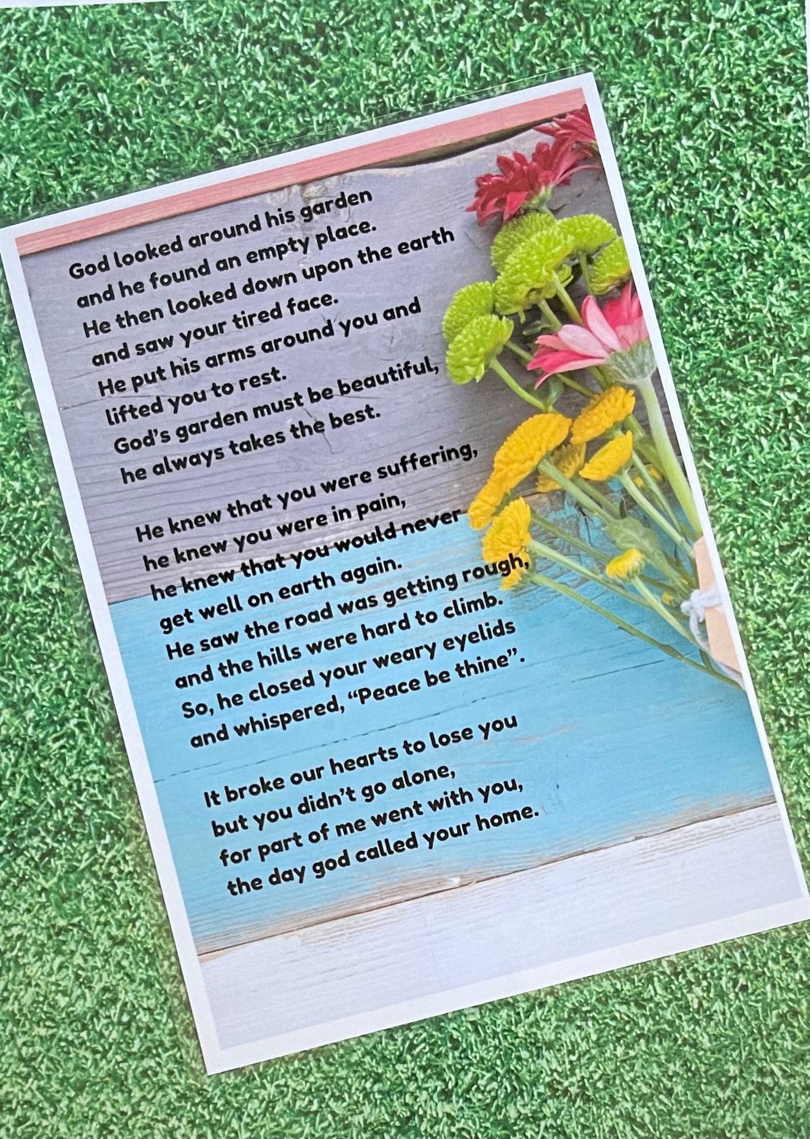 Religious Graveside Memorial Poem Card God Looked Around His - Etsy Ireland