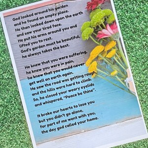 Religious Graveside Memorial Poem Card, God Looked Around His Garden ...