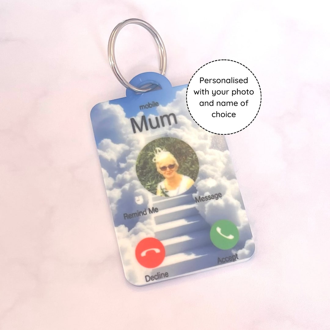 Personalized Mobile Phone Call to Heaven Keyring Sympathy Thinking of ...