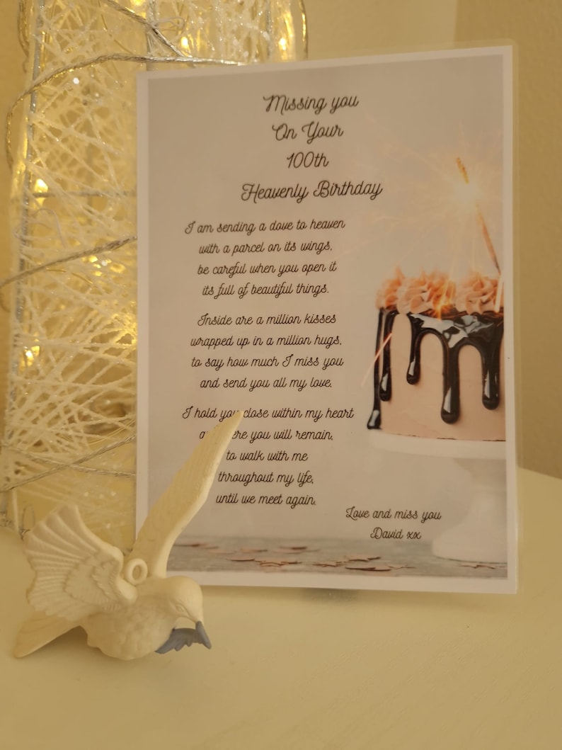 Personalized 100th Birthday Memorial Graveside Card - Etsy