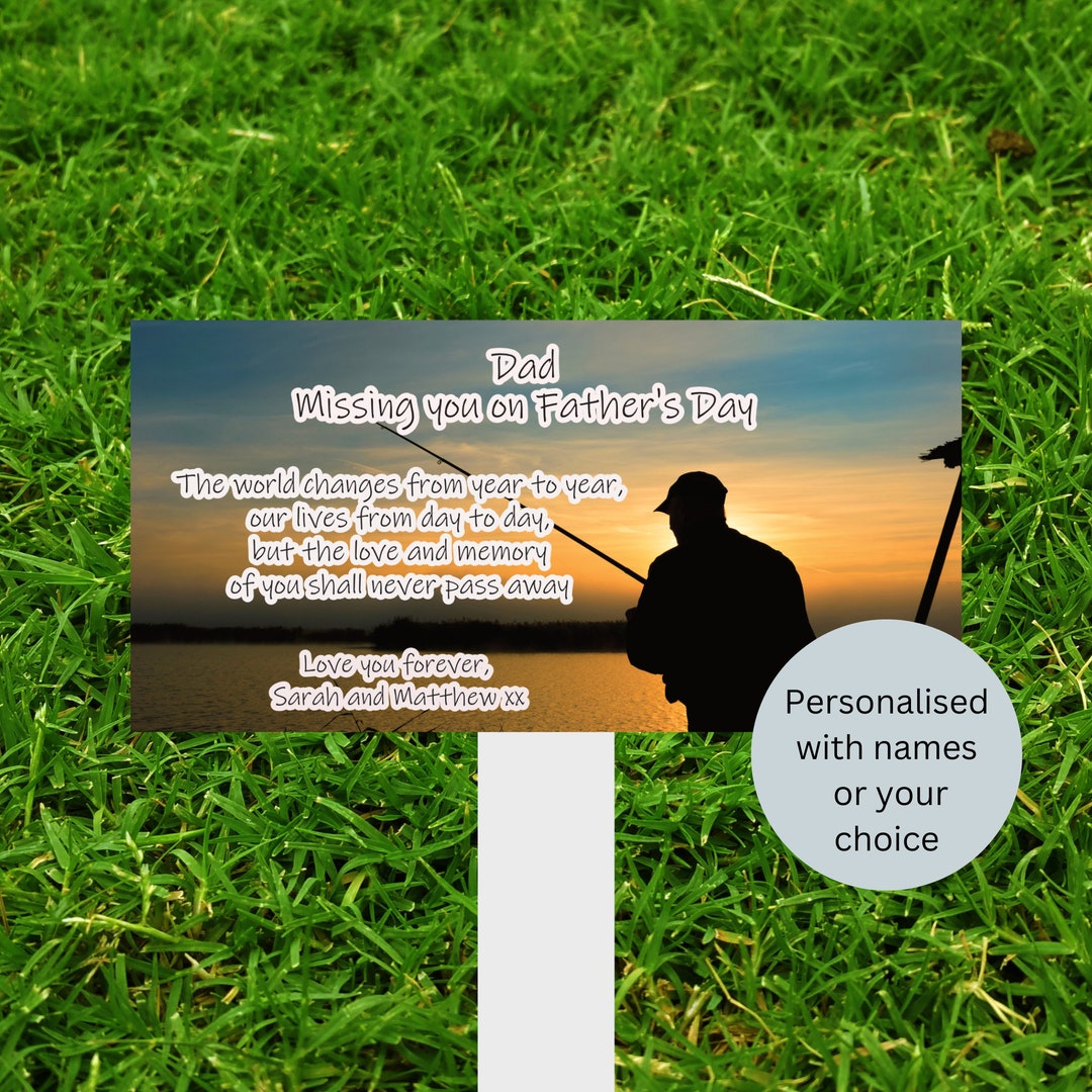 Personalised Father's Day in Heaven Fishing Graveside Decoration Marker ...