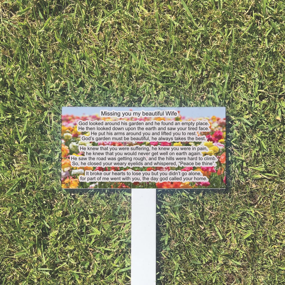 Personalised Flower Grave Decoration Marker Plaque, Religious Graveside ...