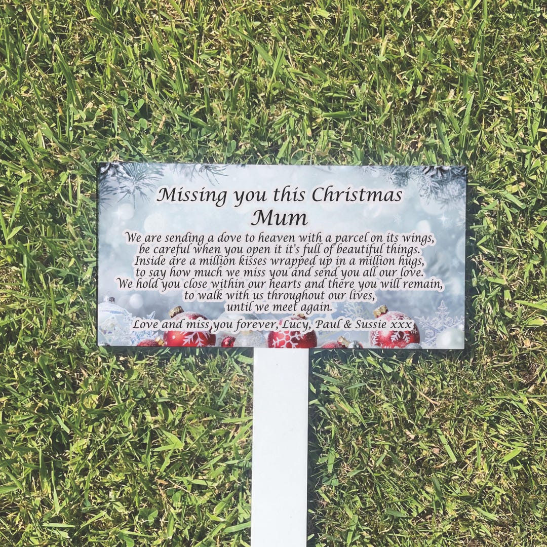 Personalised Christmas in Heaven Grave Marker, Christmas Grave Ornament ...