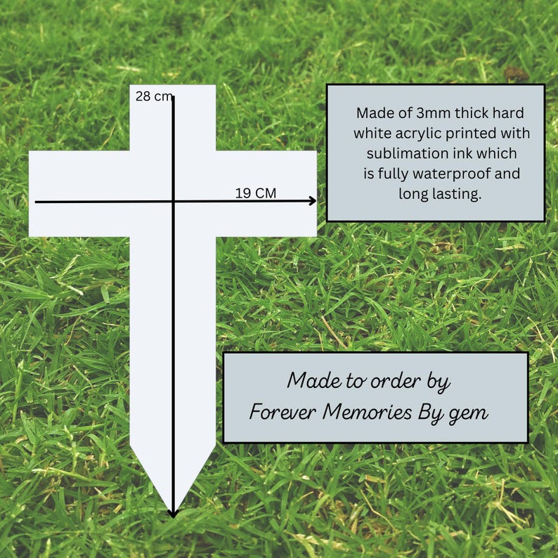 Personalised Photo Grave Marker Cross: Acrylic Memorial Decoration - Etsy
