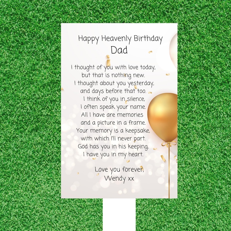 Personalised Big Birthday Memorial Grave Ornament, Birthday in Heaven ...