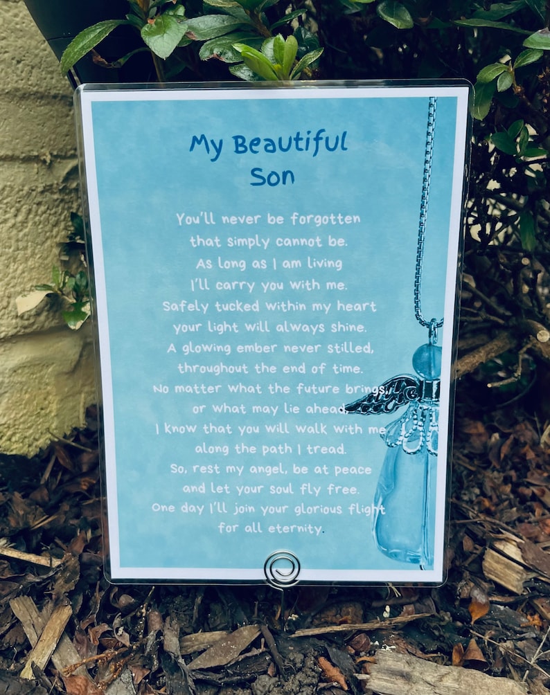 Son in Heaven Memorial Grave Card Ornament - Etsy