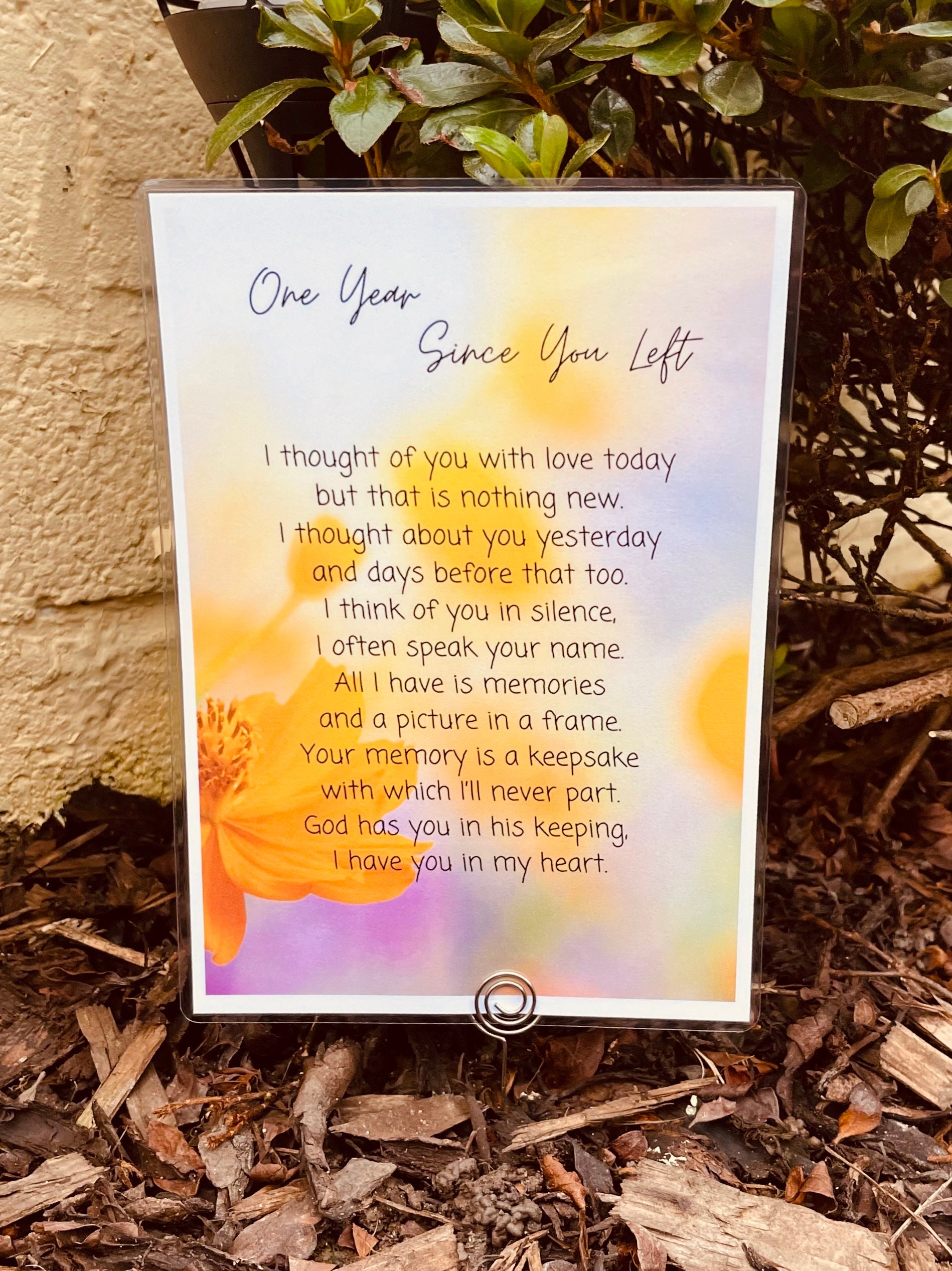 One Year Death Anniversary Grief Keepsake Card One Year Since | Etsy UK