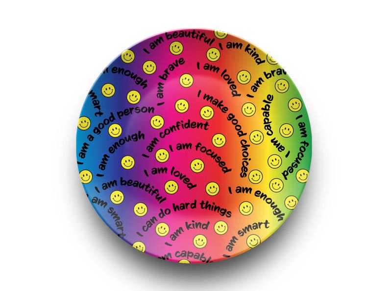 Smiley Face Affirmations Plate, Positive Daily Reminder - Etsy