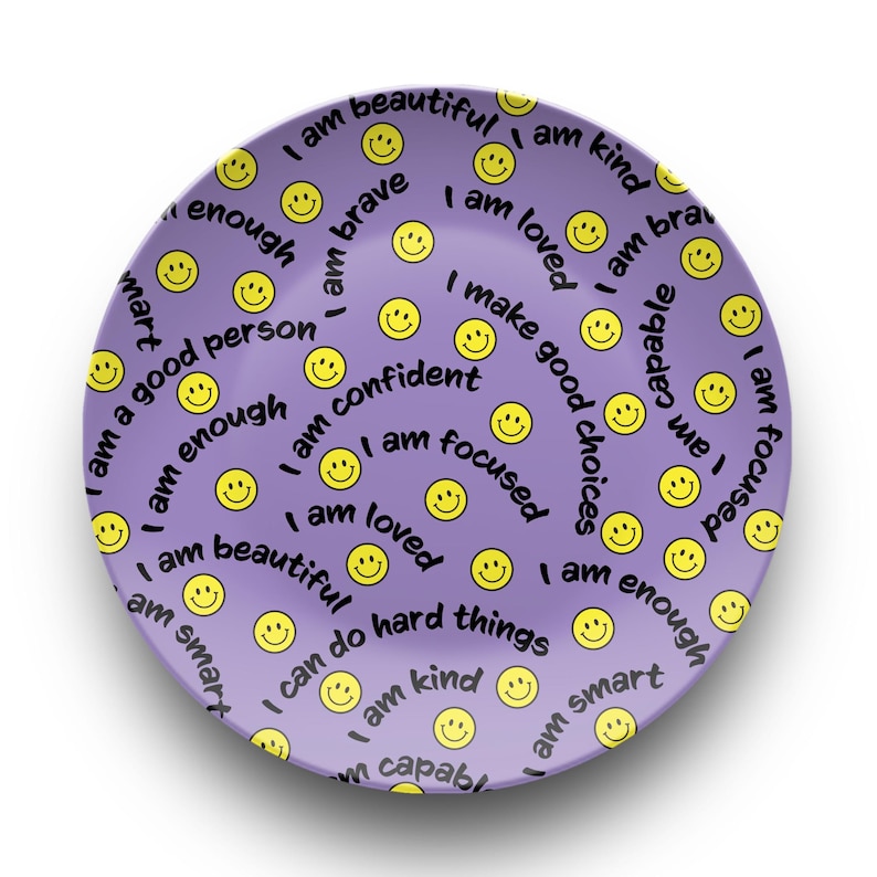 Smiley Face Affirmations Plate, Positive Daily Reminder - Etsy