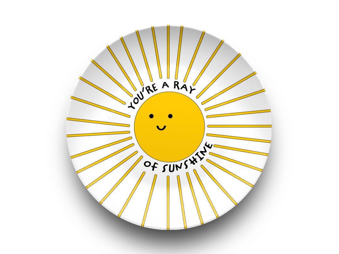 You're a Ray of Sunshine Plate, Happy Smiling Face Dinnerware - Etsy