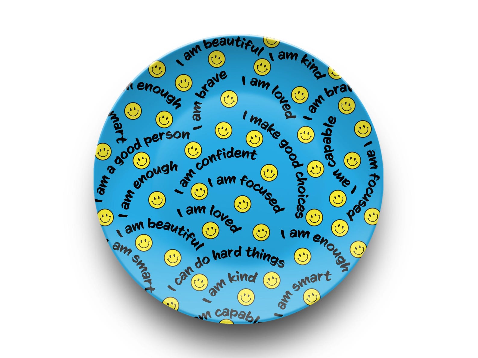 Smiley Face Affirmations Plate, Happy Face Plate, Emoji Plate, Daily ...