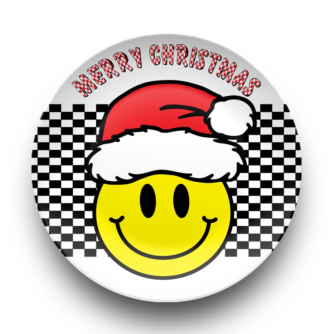 Smiley Face Santa Plate: Cheerful Christmas Dinnerware - Etsy