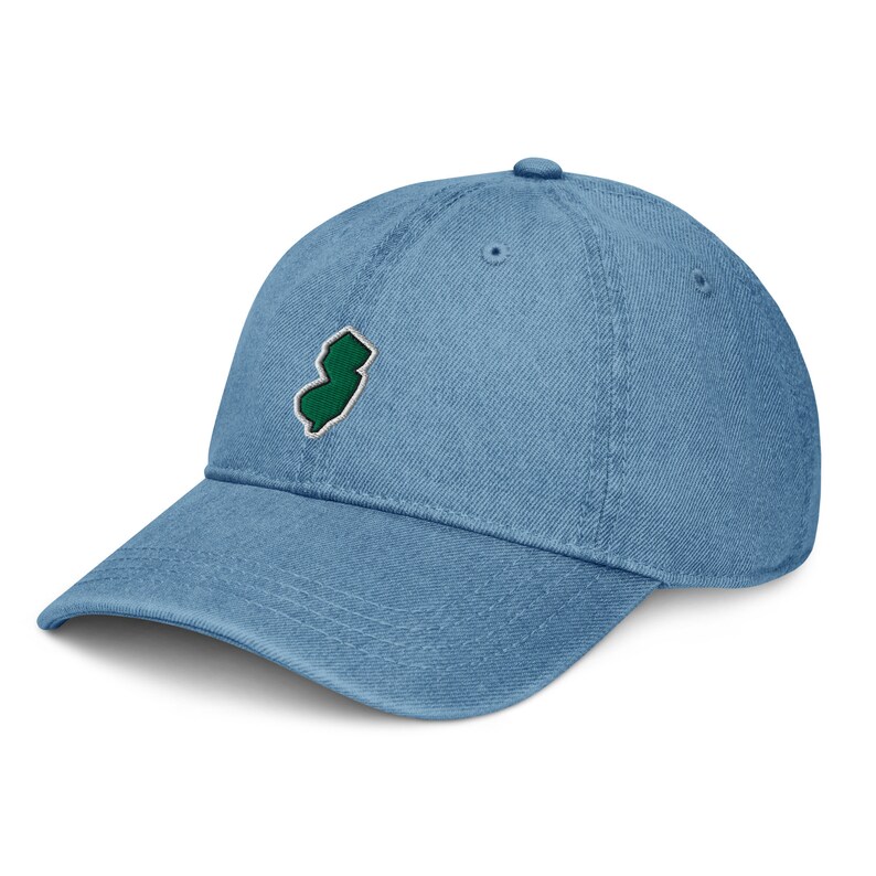 New Jersey Map Minimal Baseball Denim Hat - Etsy