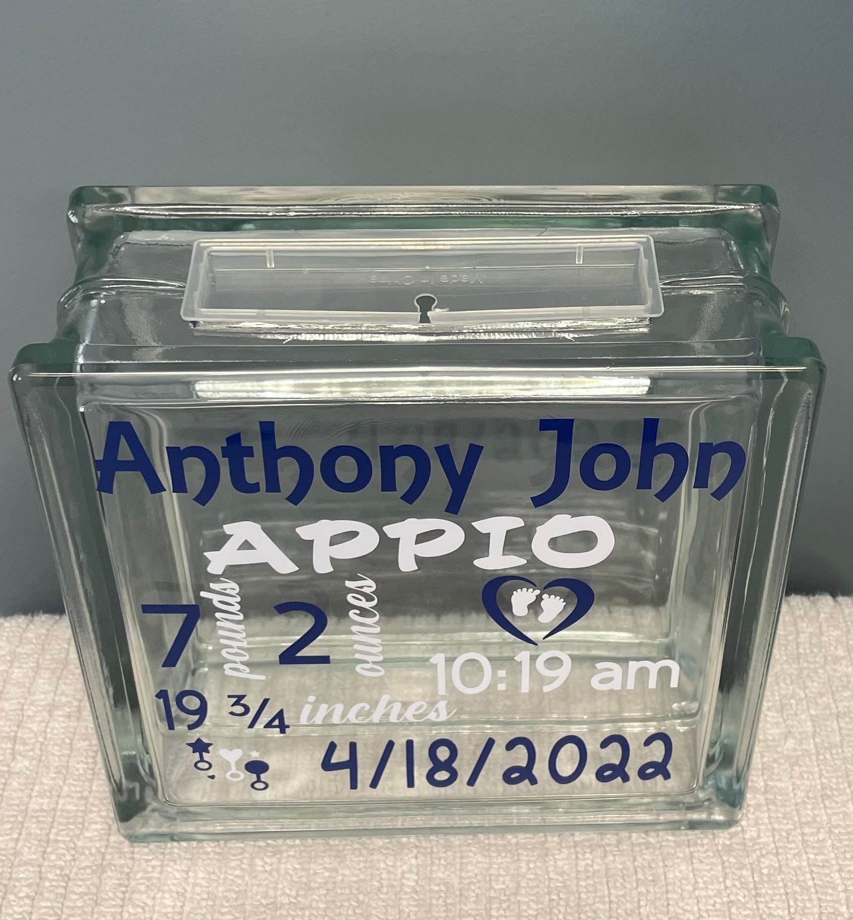 Glass Block Bank for Baby Boy New Baby Gift Personalized - Etsy
