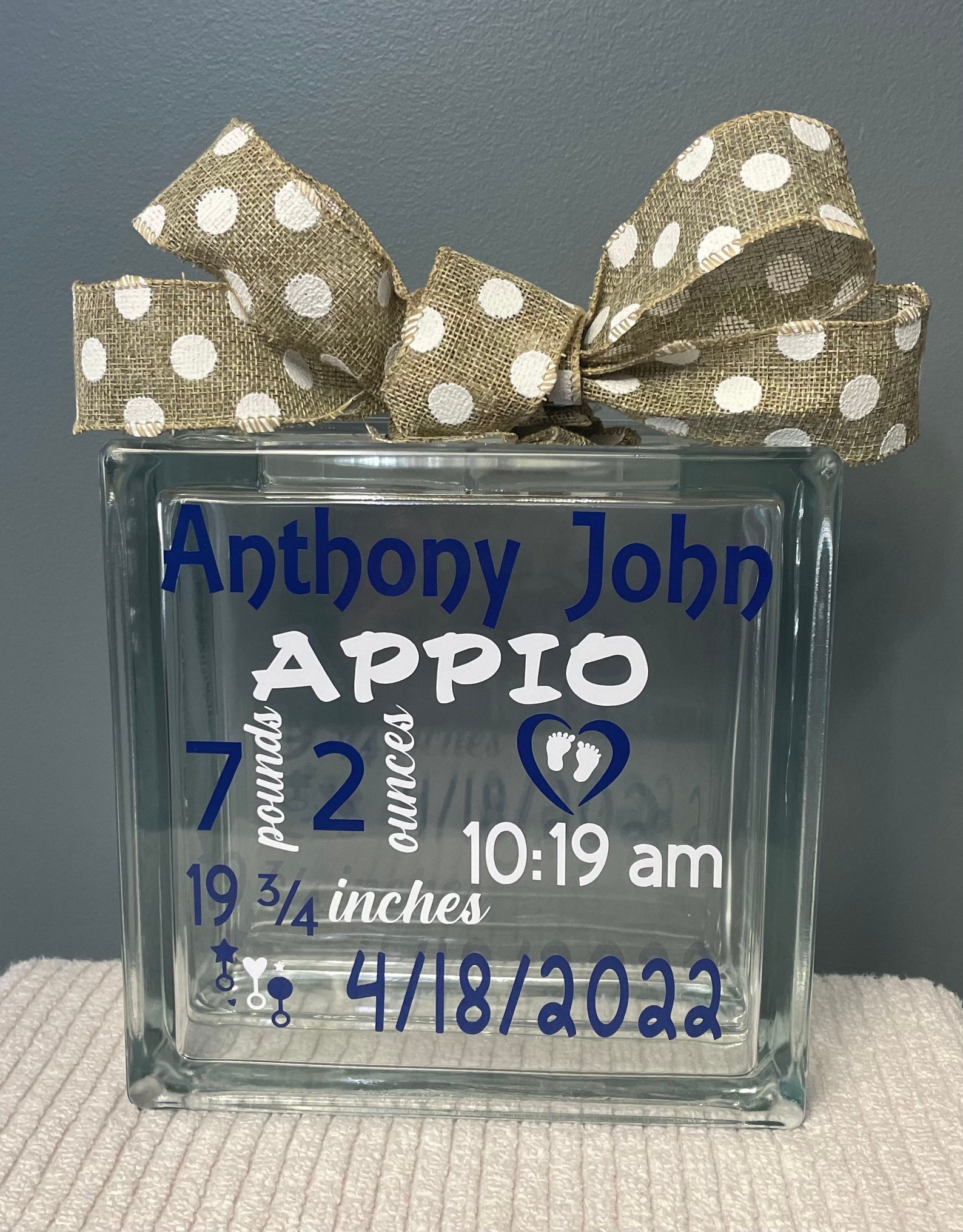Glass Block Bank for Baby Boy New Baby Gift Personalized - Etsy