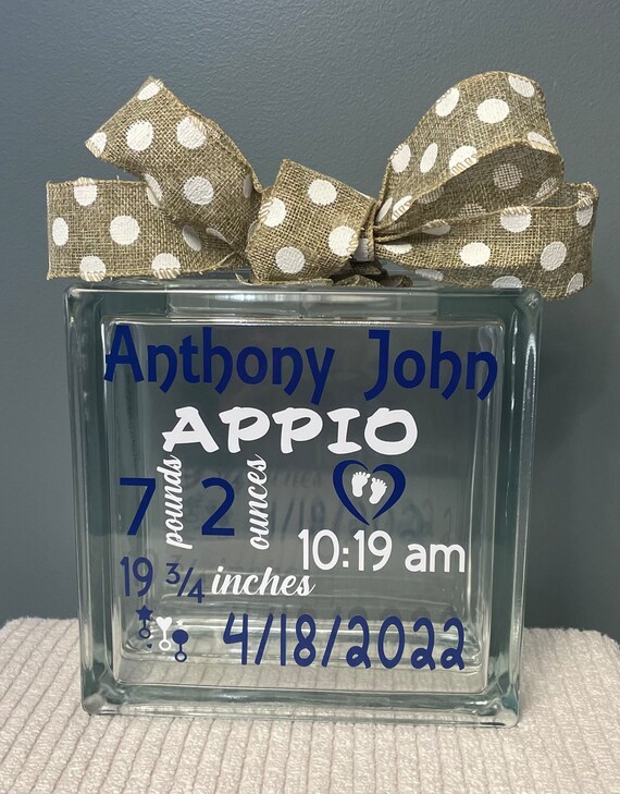 Glass Block Bank for Baby Boy New Baby Gift Personalized - Etsy