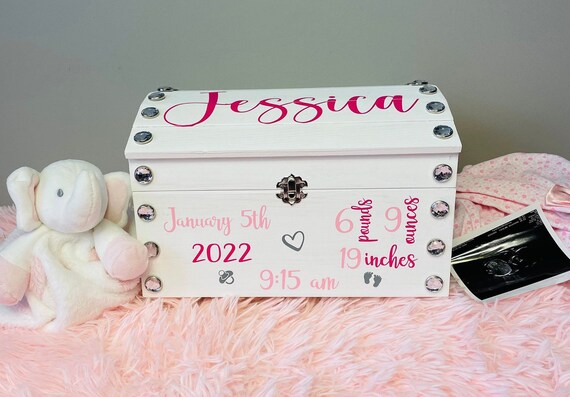 Pink New Baby Gift Box Birth Information Memory Box - Etsy