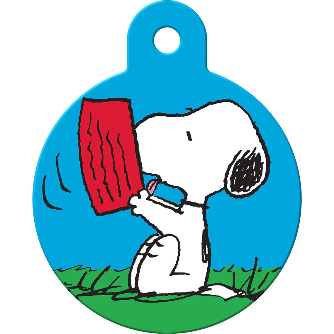 Snoopy Bowl Large Circle Pet ID Tag Dog Name ID Tag With Free Engraving ...