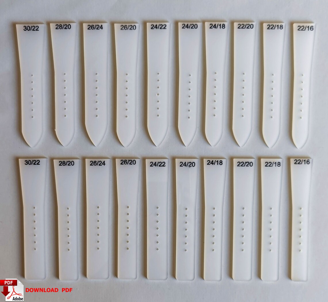 Watch Strap Template Set Pdf Pattern Watch Band Download DIY Set 20pcs ...