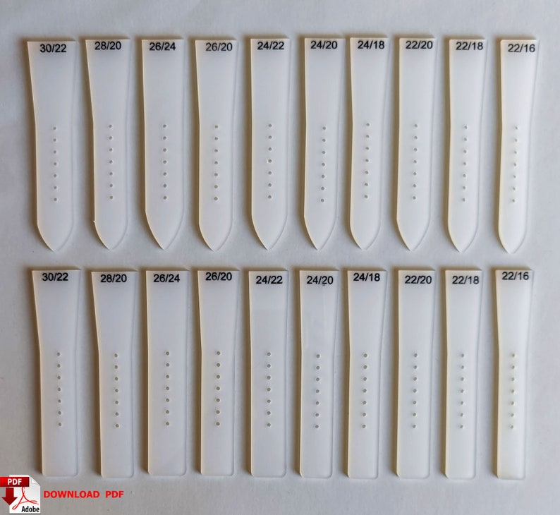 Watch Strap Template Set Pdf Pattern Watch Band Download DIY Set 20pcs ...