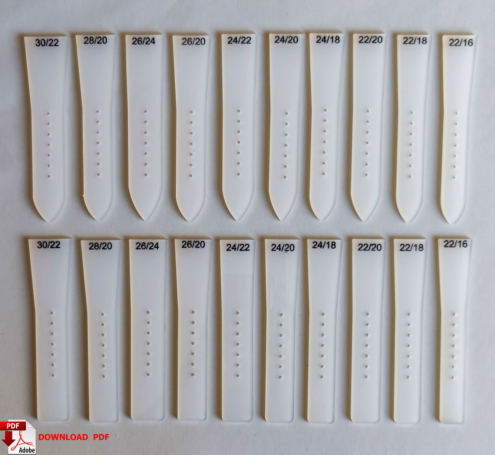 Watch Strap Template Set Pdf Pattern Watch Band Download DIY Set 20pcs ...