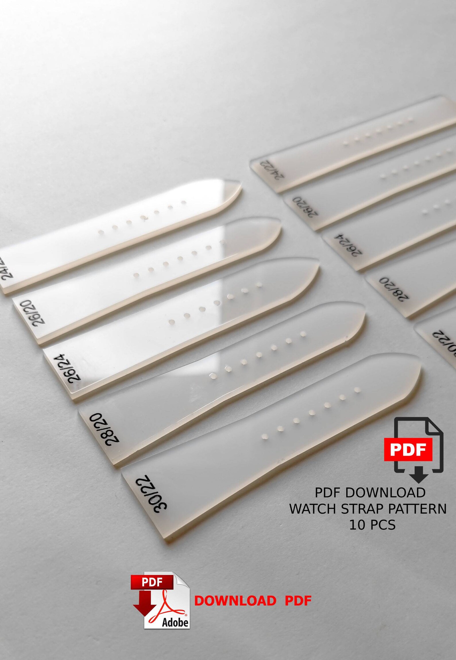 Watch Strap Template Set Pdf Template Download Watch Band Set DIY 10pcs ...