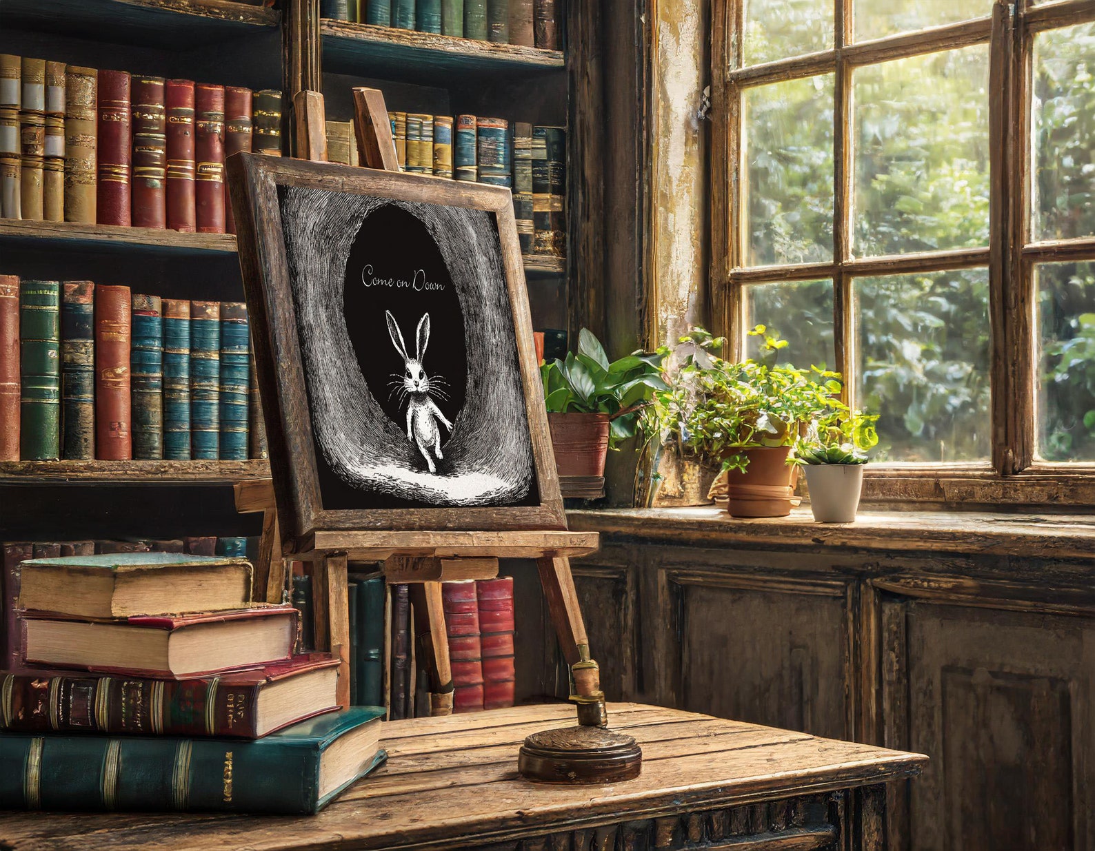 Digital Download - the Rabbit Hole - Come on Down - Whimsical Print ...