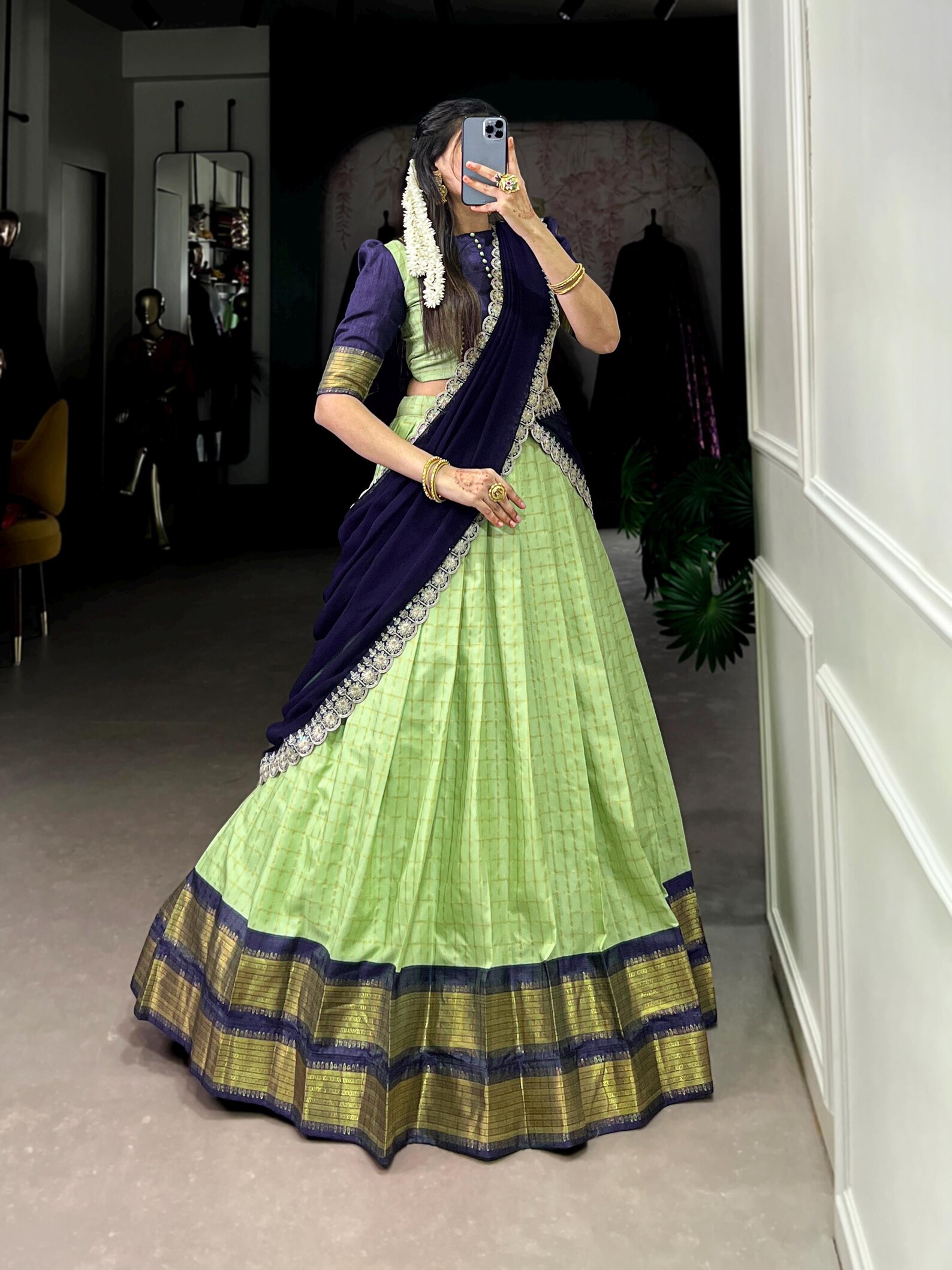 Indian Pista Lehenga Choli, Traditional Lehenga Choli, South Indian ...