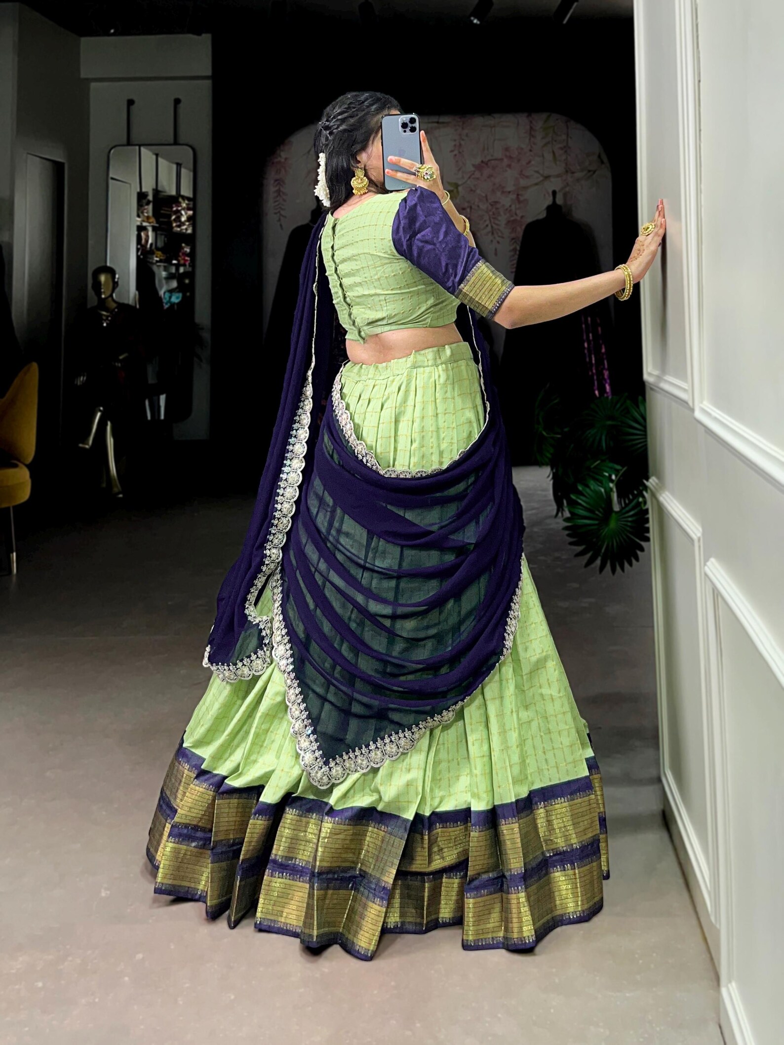 Indian Pista Lehenga Choli, Traditional Lehenga Choli, South Indian ...