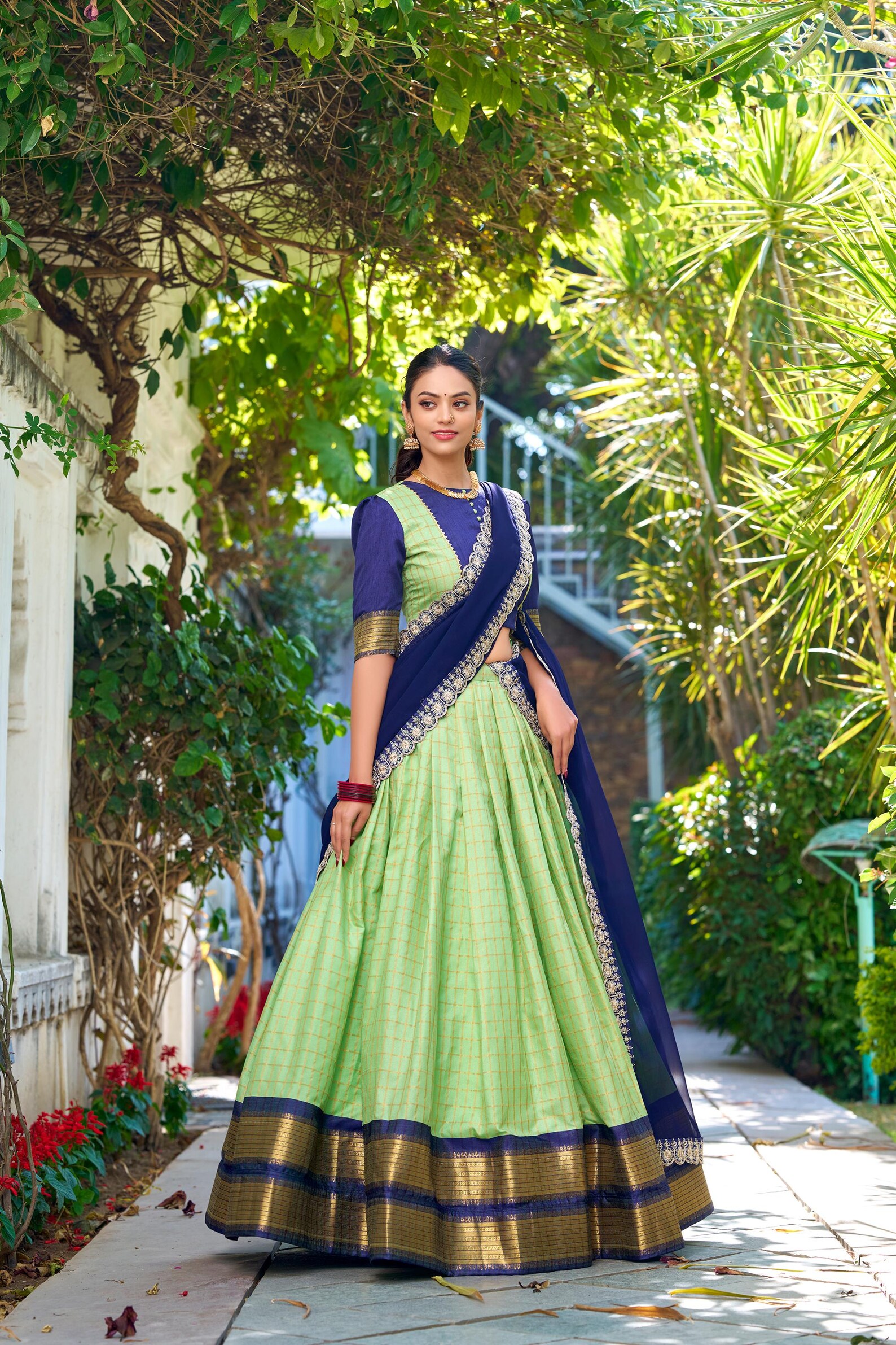 Indian Pista Lehenga Choli, Traditional Lehenga Choli, South Indian ...