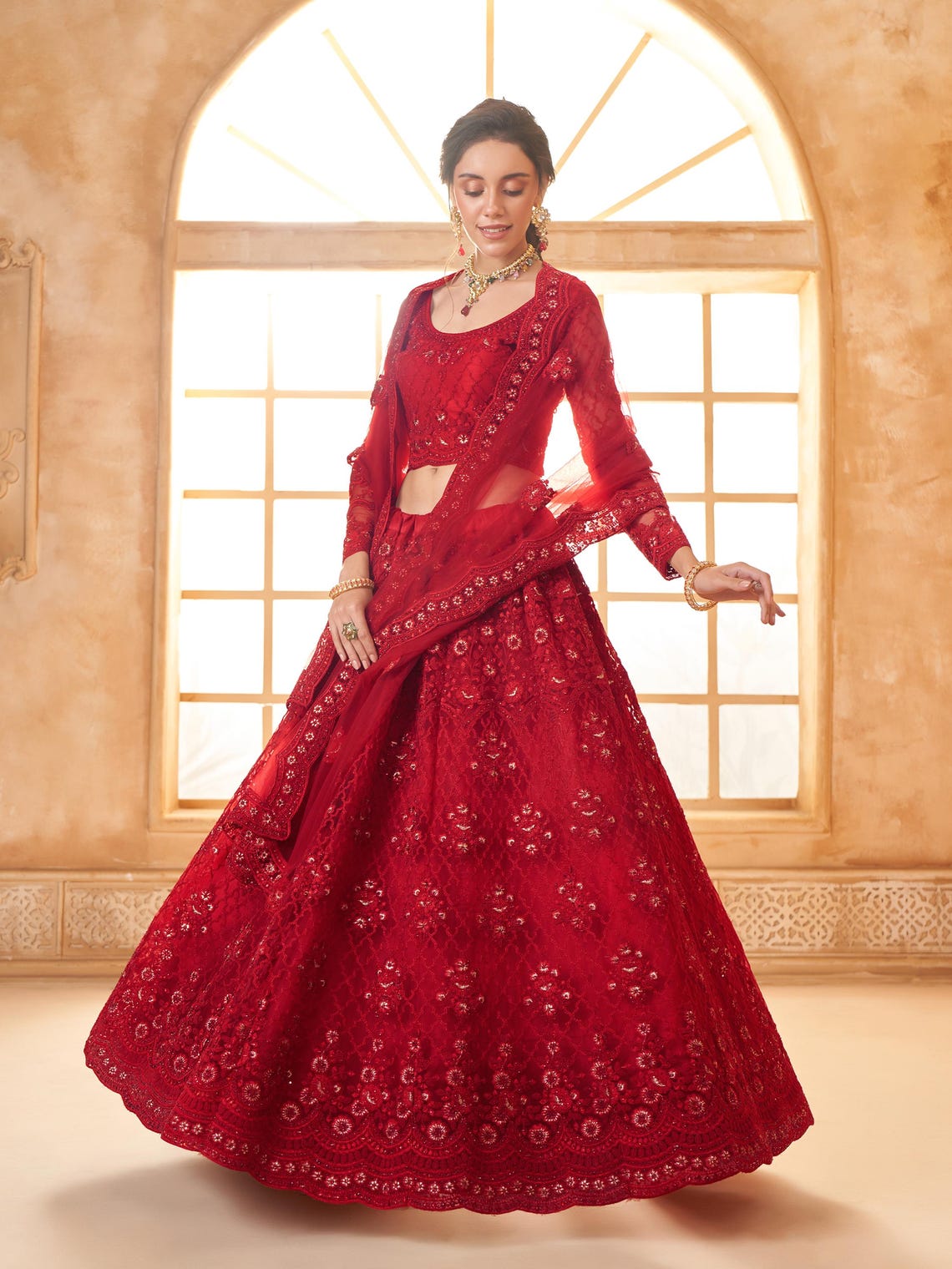 Red Bridal Lehenga Choli, Embroidered Indian Wedding Dress - Etsy