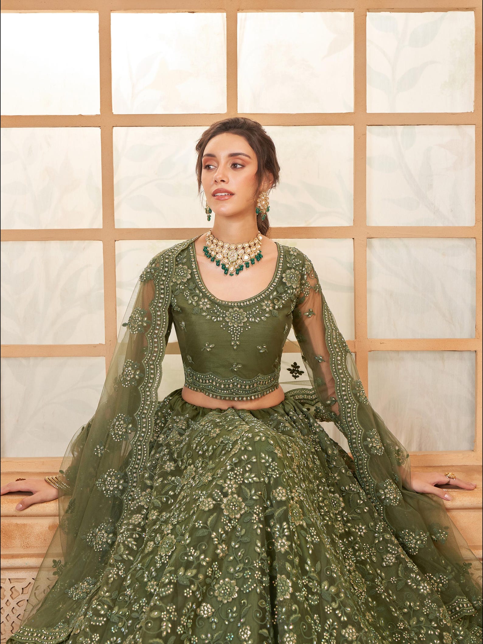 Indian Bridal Lehenga Choli, Cording Thread Stone Work, Net Fabric - Etsy
