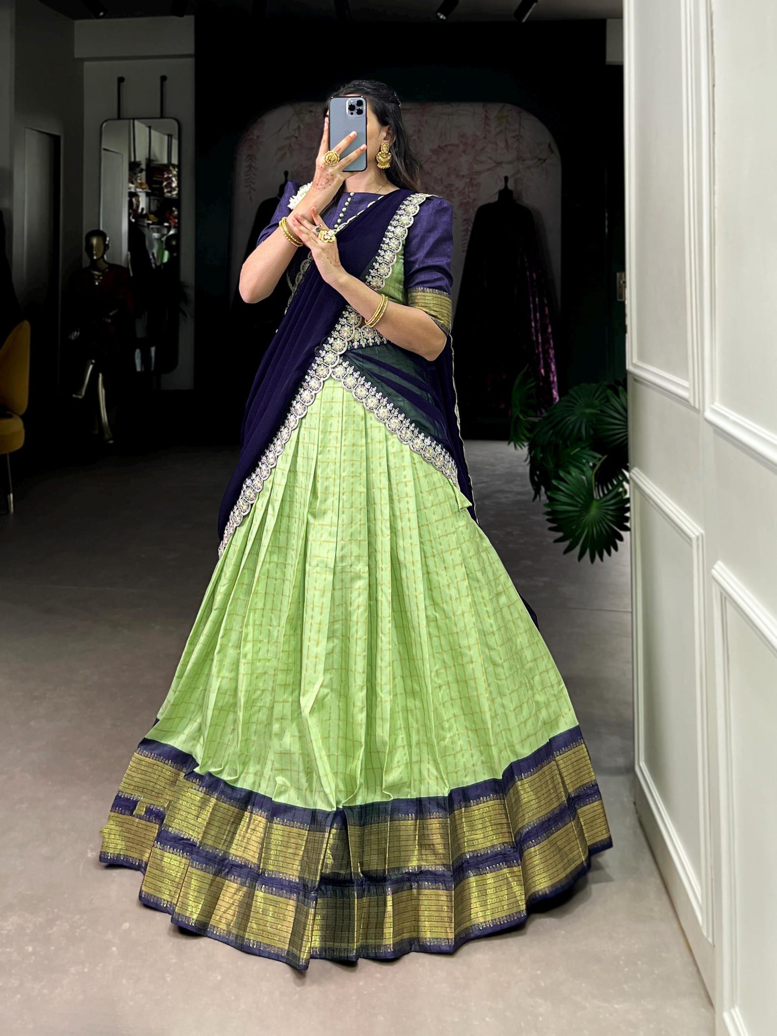 Indian Pista Lehenga Choli, Traditional Lehenga Choli, South Indian ...