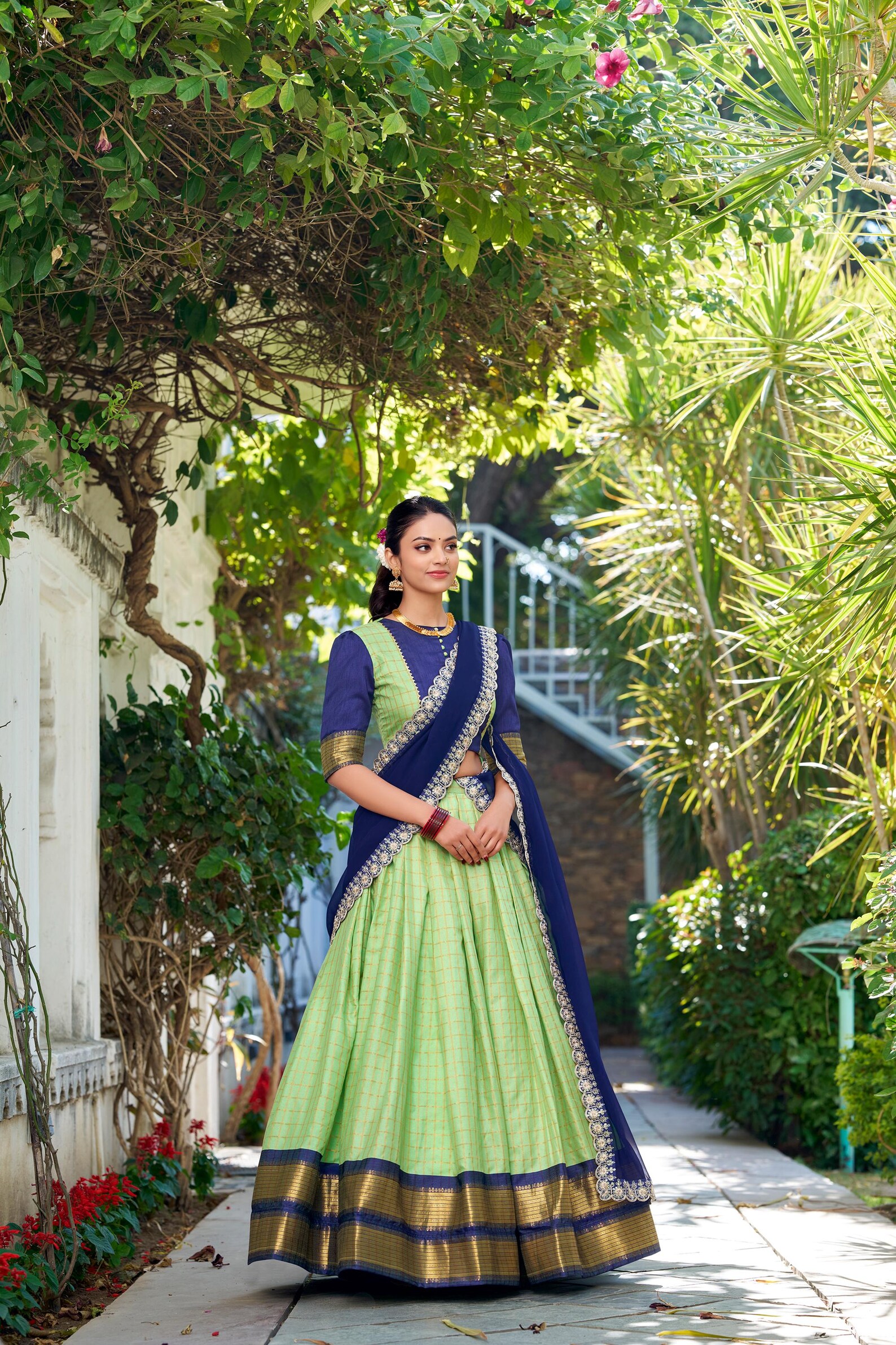 Indian Pista Lehenga Choli, Traditional Lehenga Choli, South Indian ...