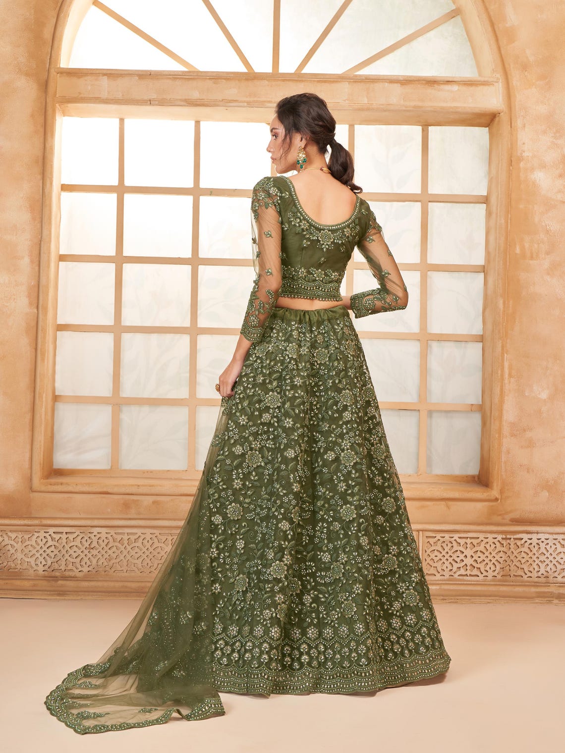 Indian Bridal Lehenga Choli, Cording Thread Stone Work, Net Fabric - Etsy