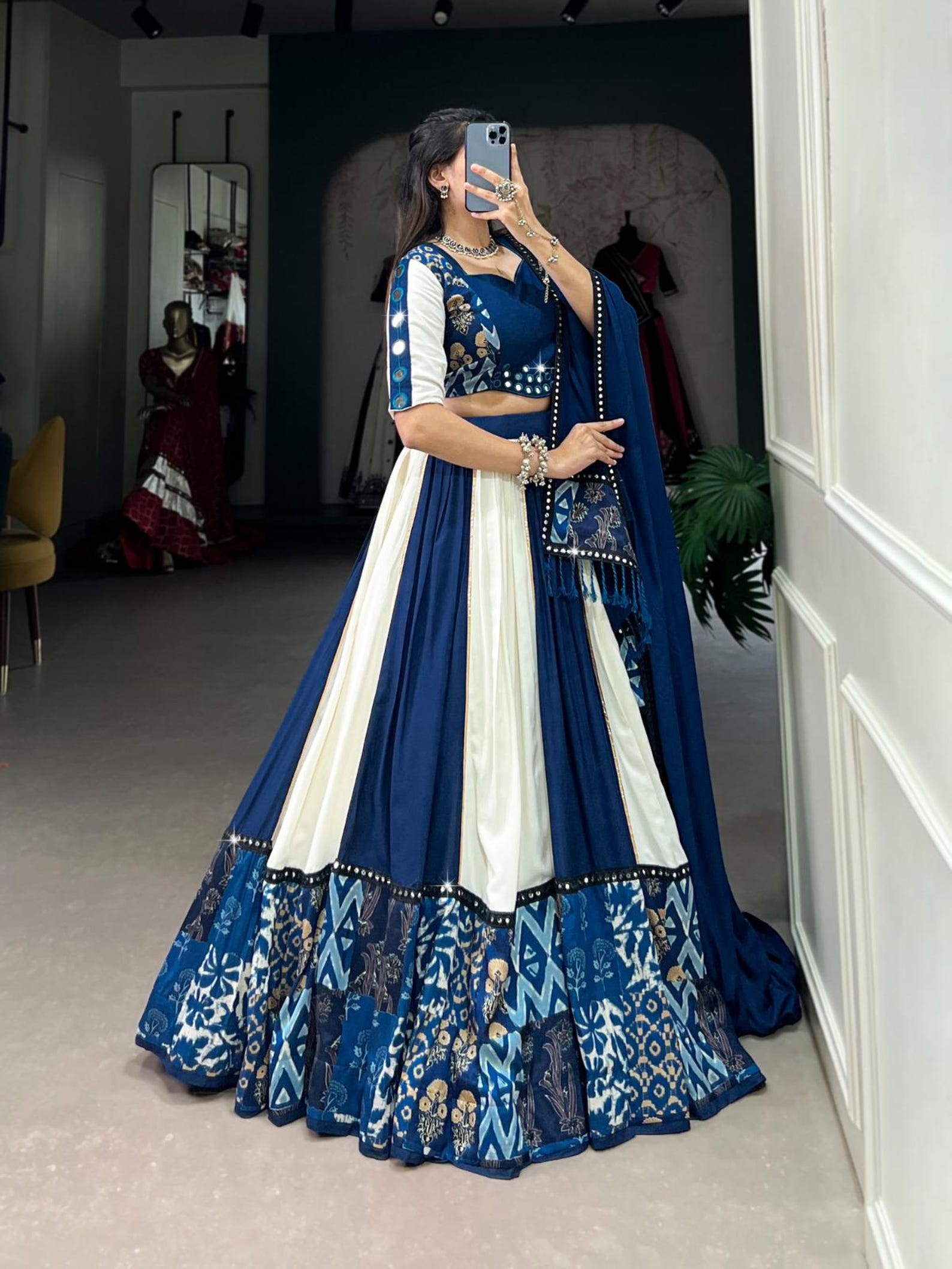 Indian Rayon Lehenga Choli: Mirror Work Gota Patti Wedding Outfit - Etsy