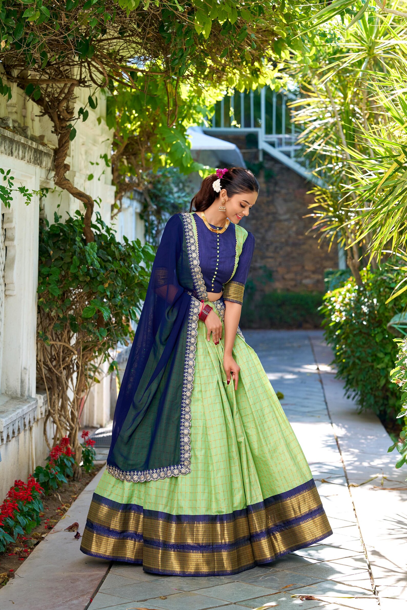 Indian Pista Lehenga Choli, Traditional Lehenga Choli, South Indian ...