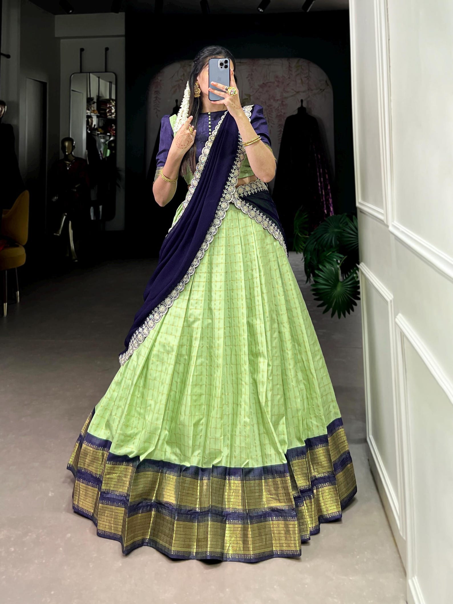 Indian Pista Lehenga Choli, Traditional Lehenga Choli, South Indian ...