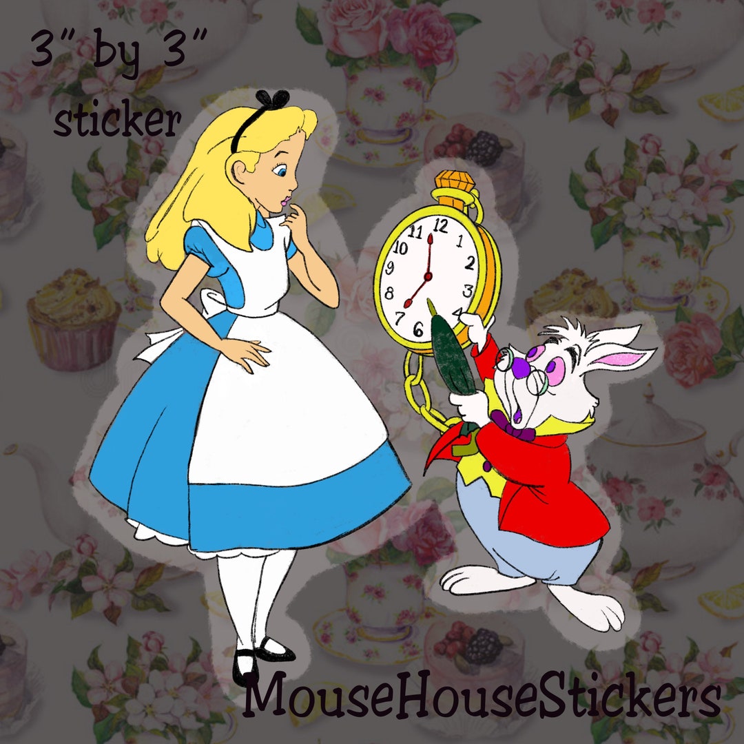 Alice and White Rabbit Inspired Vinyl Die Cut Sticker - Etsy