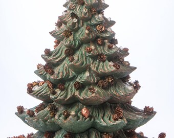 Lighted Vintage Handcrafted Lighted Ceramic Christmas Tree - Etsy