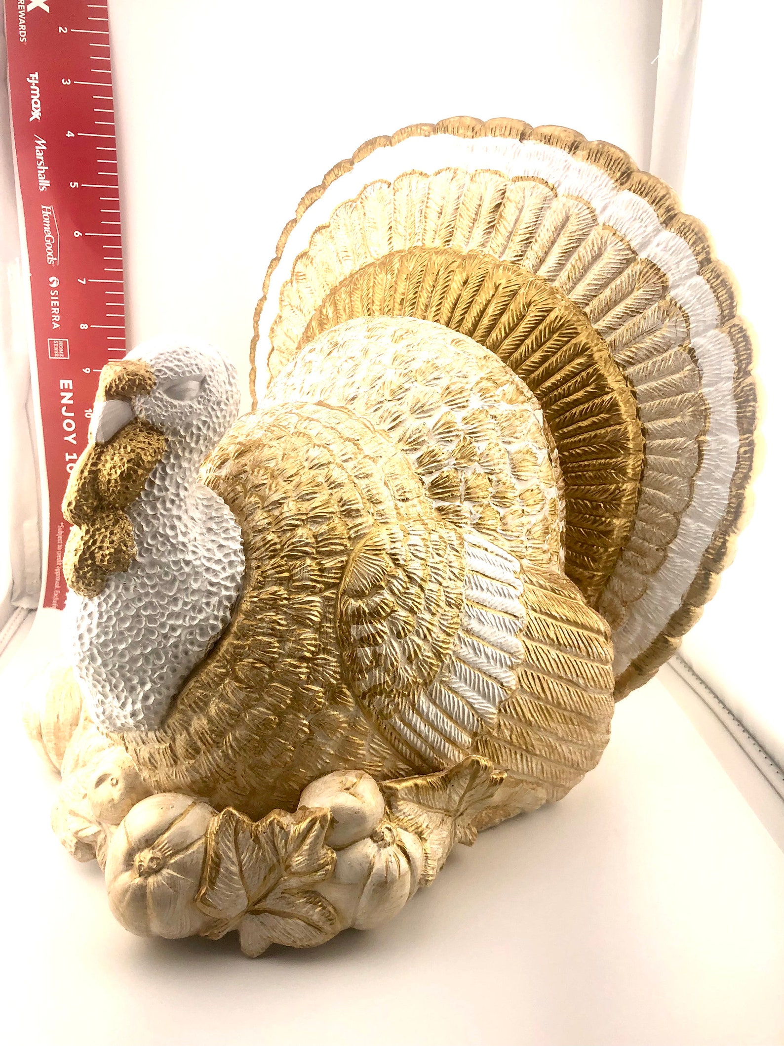 Xtra Lrg Gold and White Turkey Ceramic - Etsy