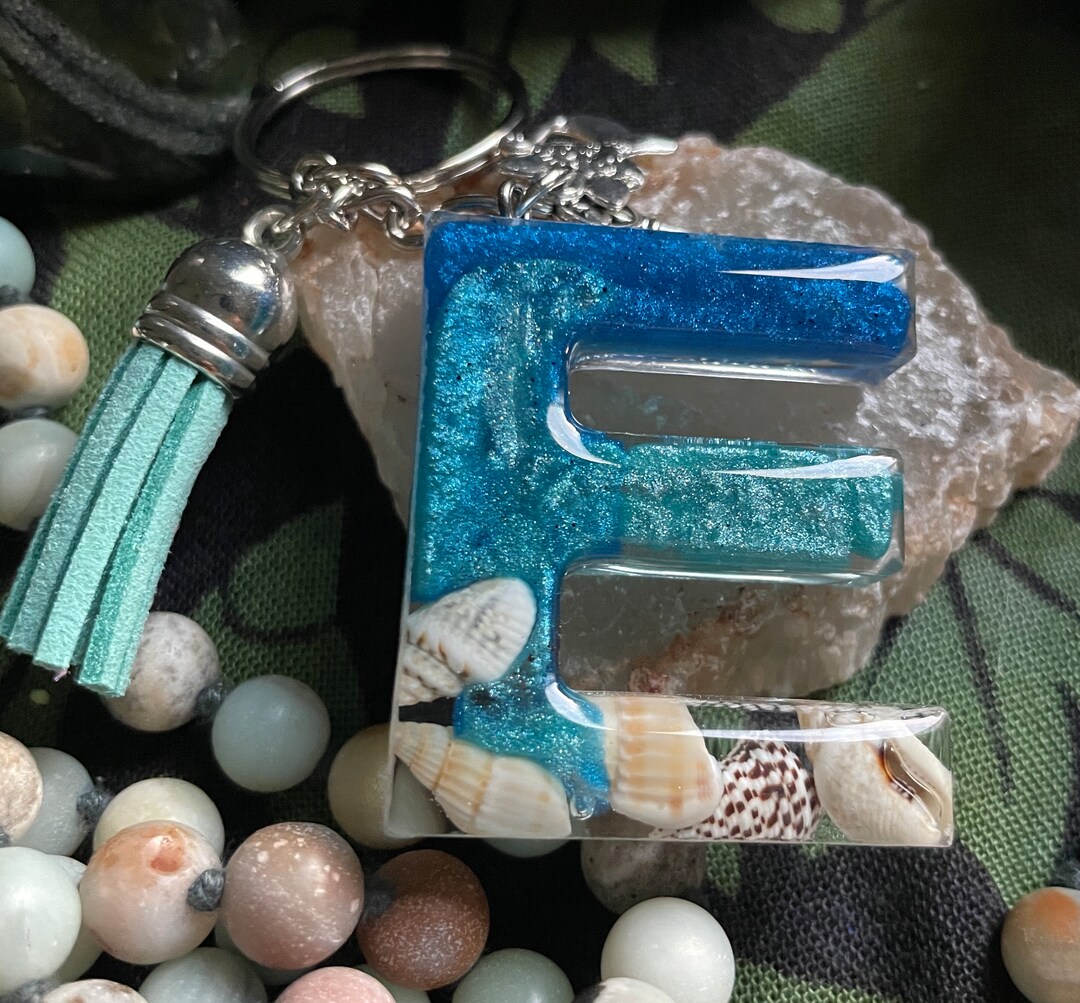 Custom Beach Ocean Alphabet Keychain, Letter Keychain, Keychain for Her ...