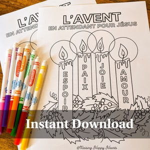 French Advent Wreath Colouring Page Instant Download︱ Advent for Kids ...