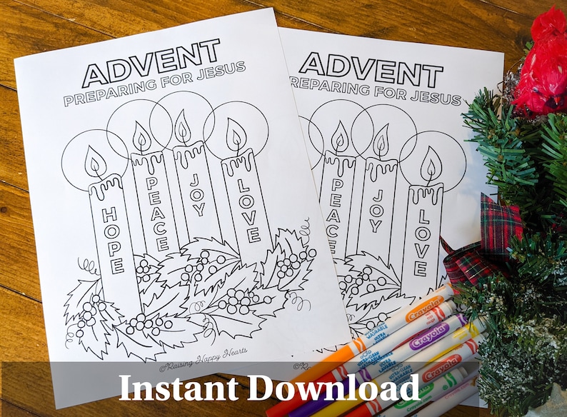 Advent Wreath Coloring Page: Catholic Christian Printable (instant ...
