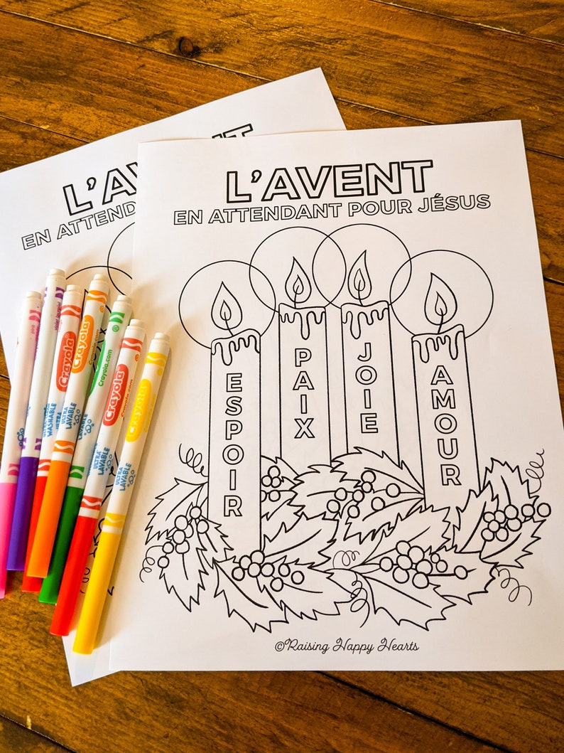 French Advent Wreath Colouring Page Instant Download︱ Advent for Kids ...