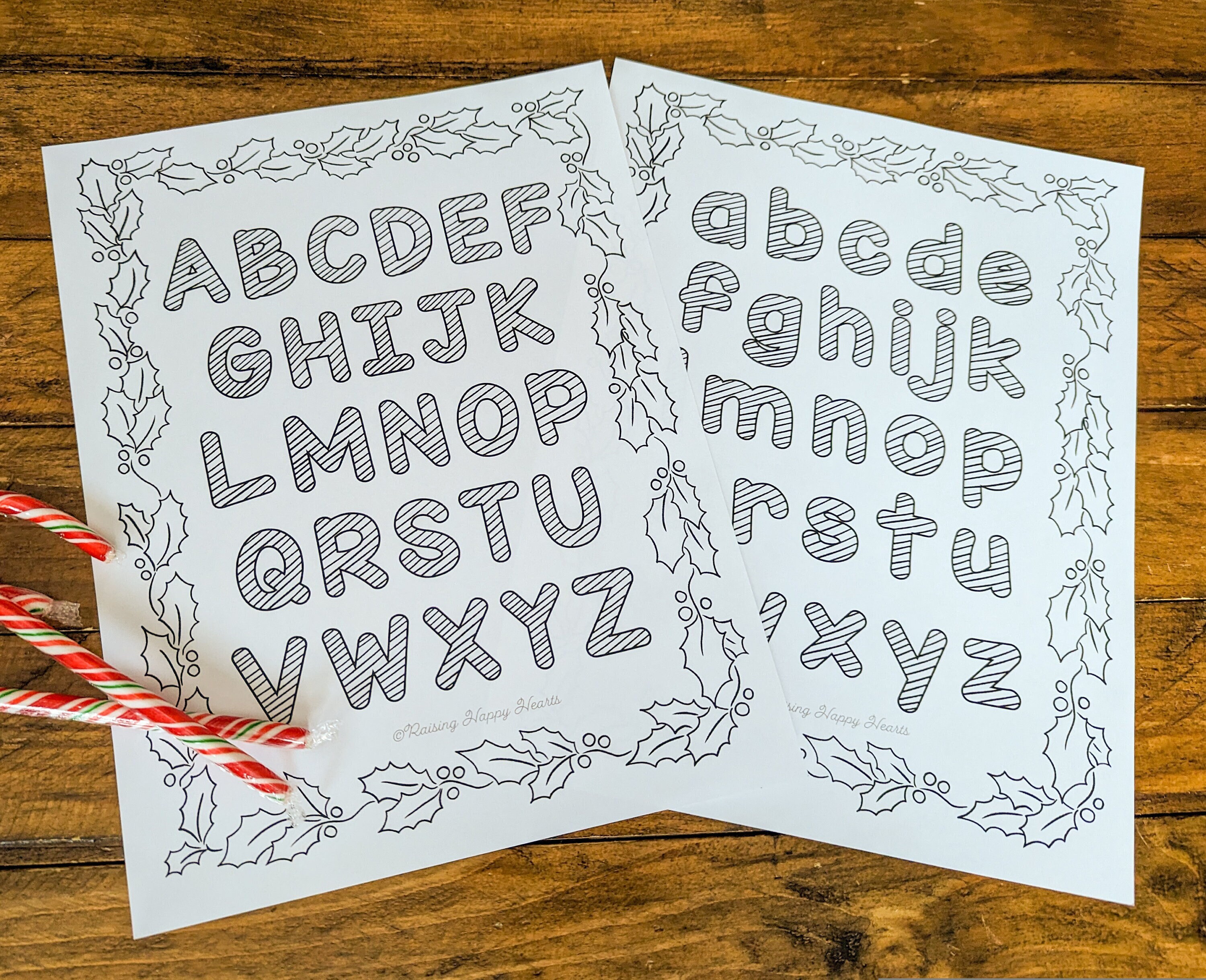 Christmas Alphabet Colouring Pages Printout and Posters for Kids (candy ...