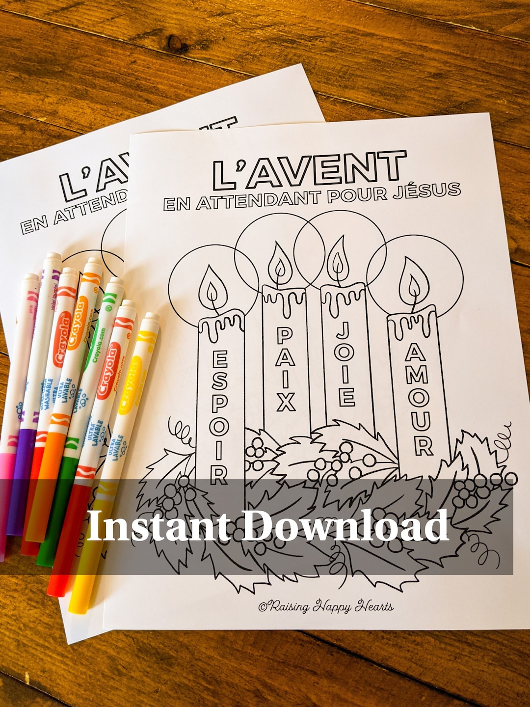 French Advent Wreath Colouring Page Instant Download︱ Advent for Kids ...