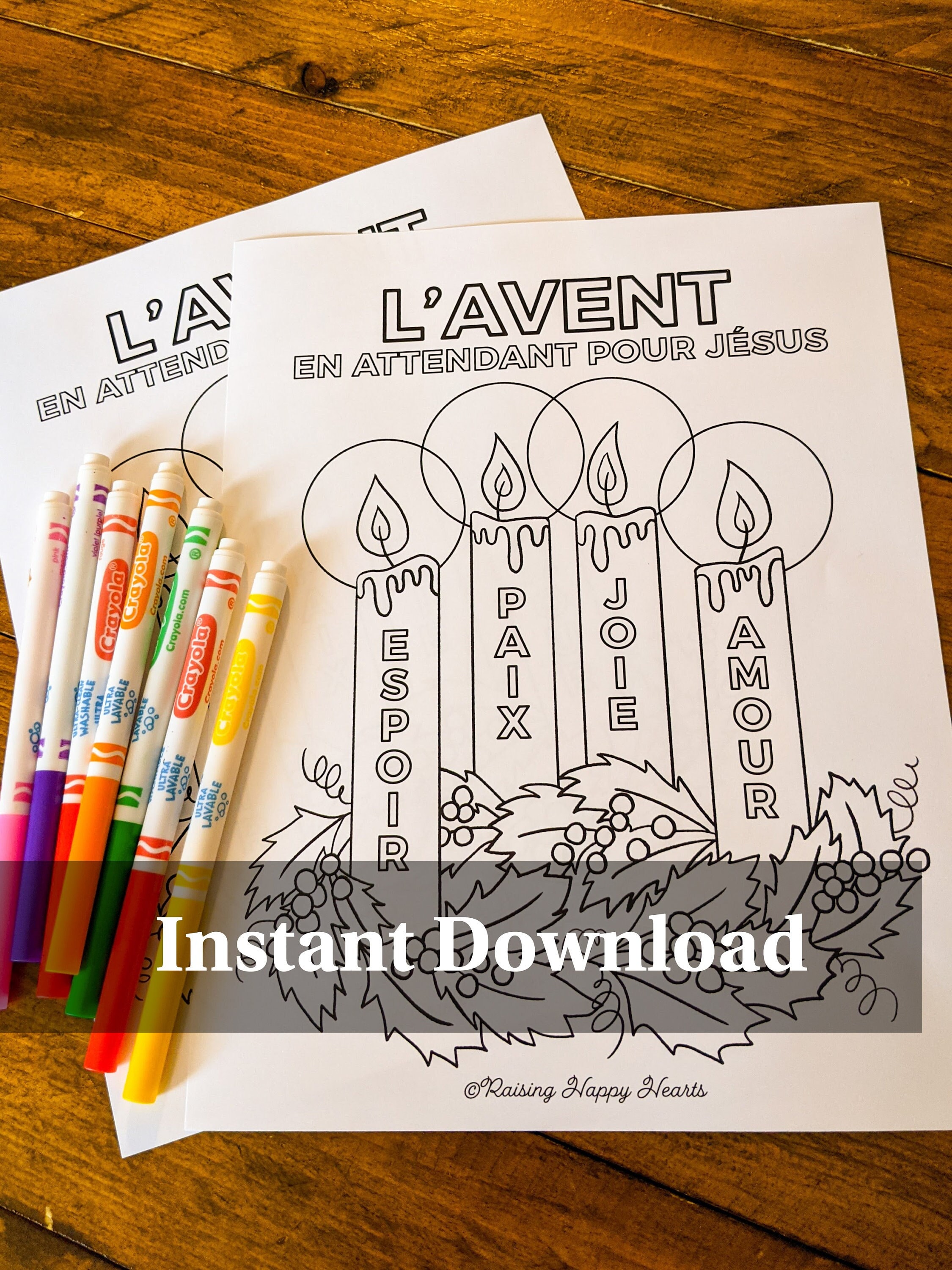 French Advent Wreath Colouring Page Instant Download︱ Advent for Kids ...