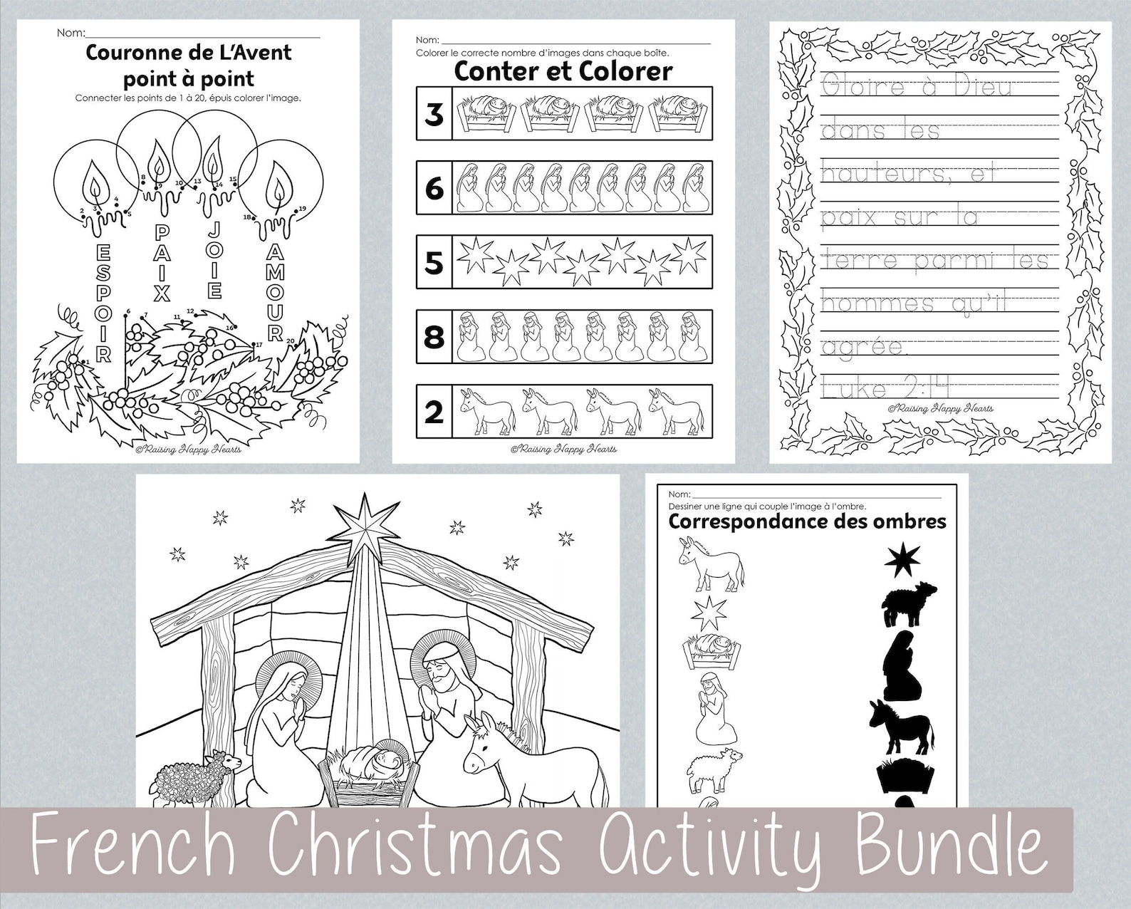 French Nativity Christmas Activity Bundle Instant Download︱advent for ...