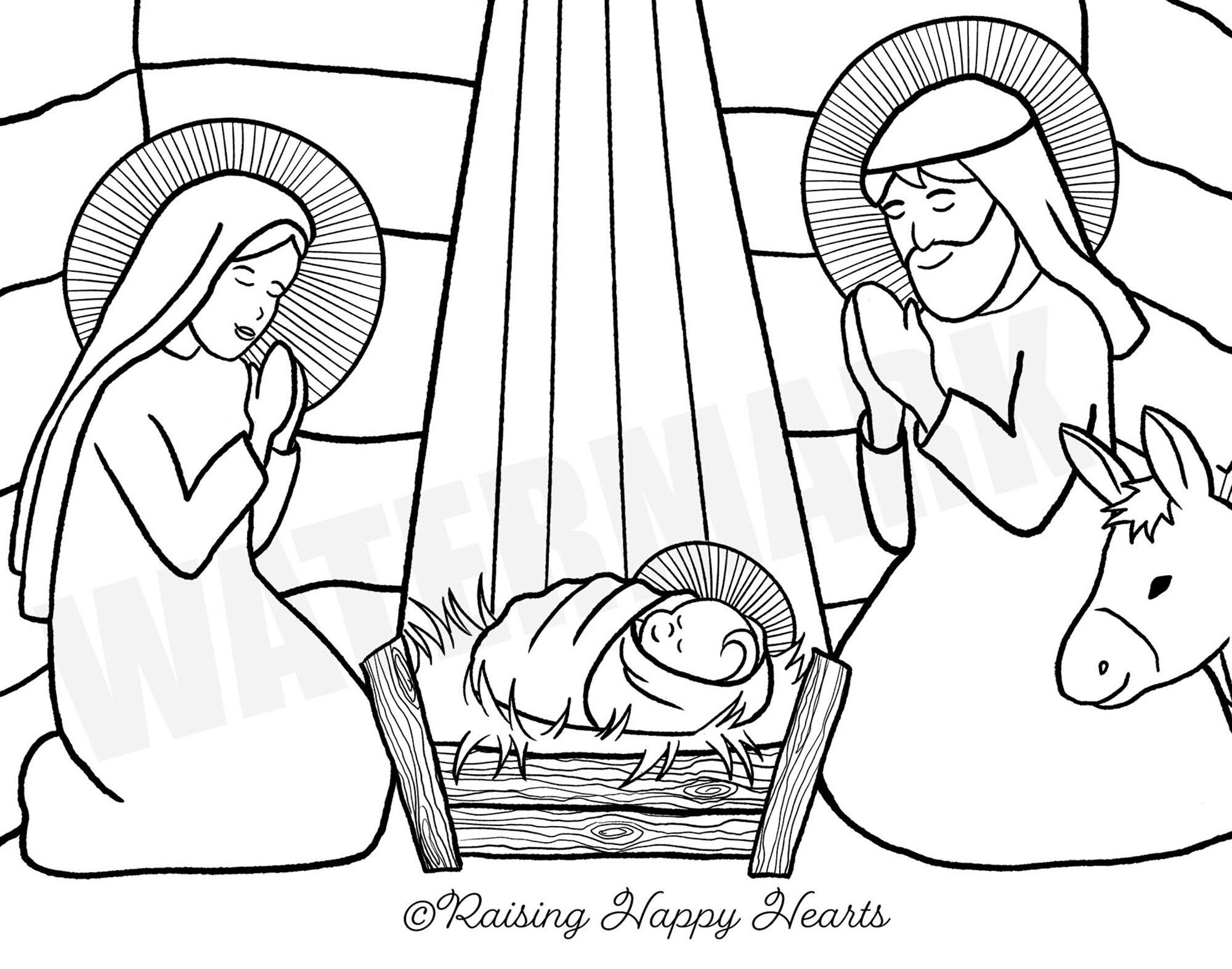 Nativity Colouring Page - Instant Download - Christmas Coloring Page ...